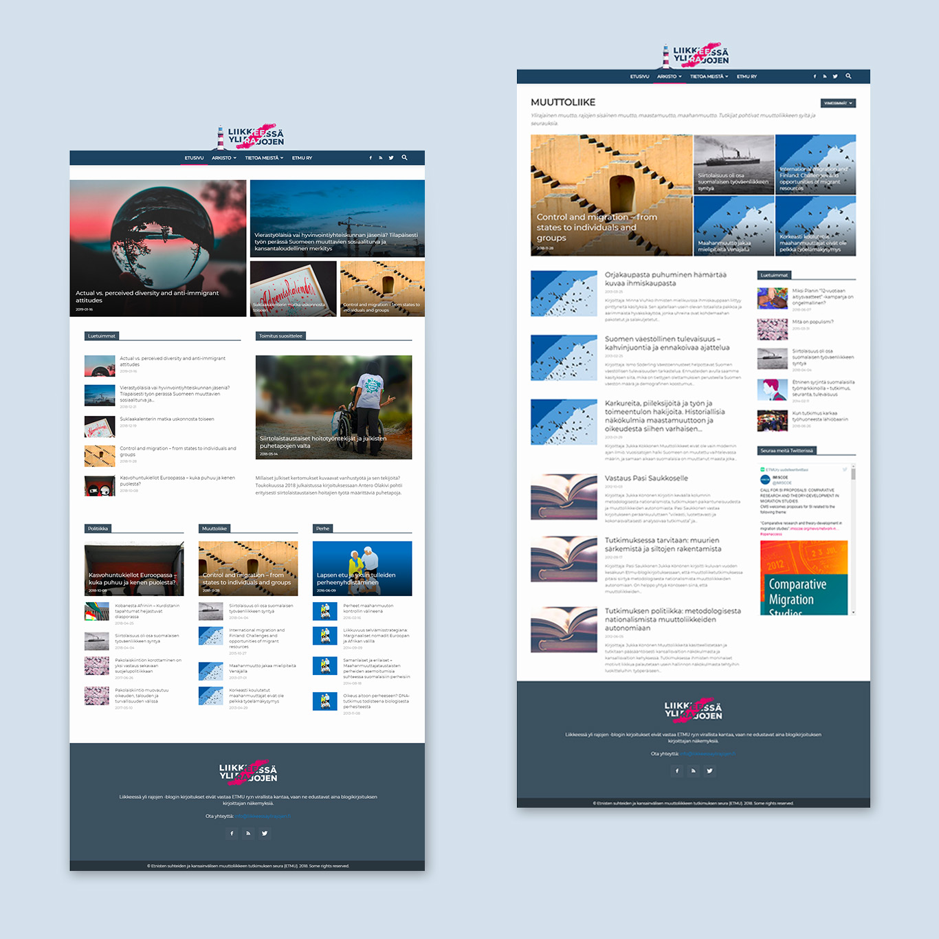 Website Liikkeessa yli rajojen - Cobalt Studio
